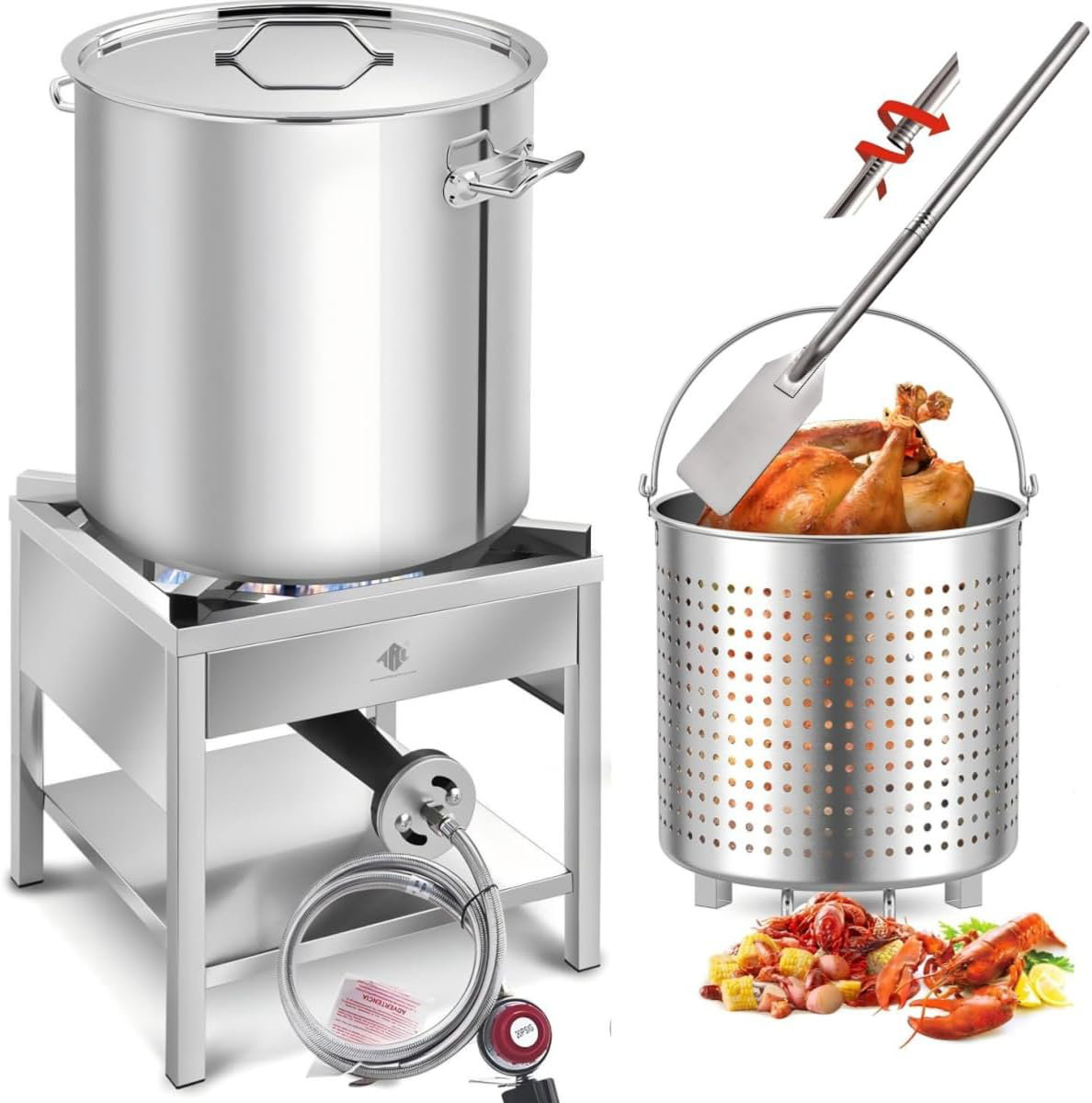 ARC 64qt Stainless Steel Seafood Boil Pot With 200,000btu Propane ...