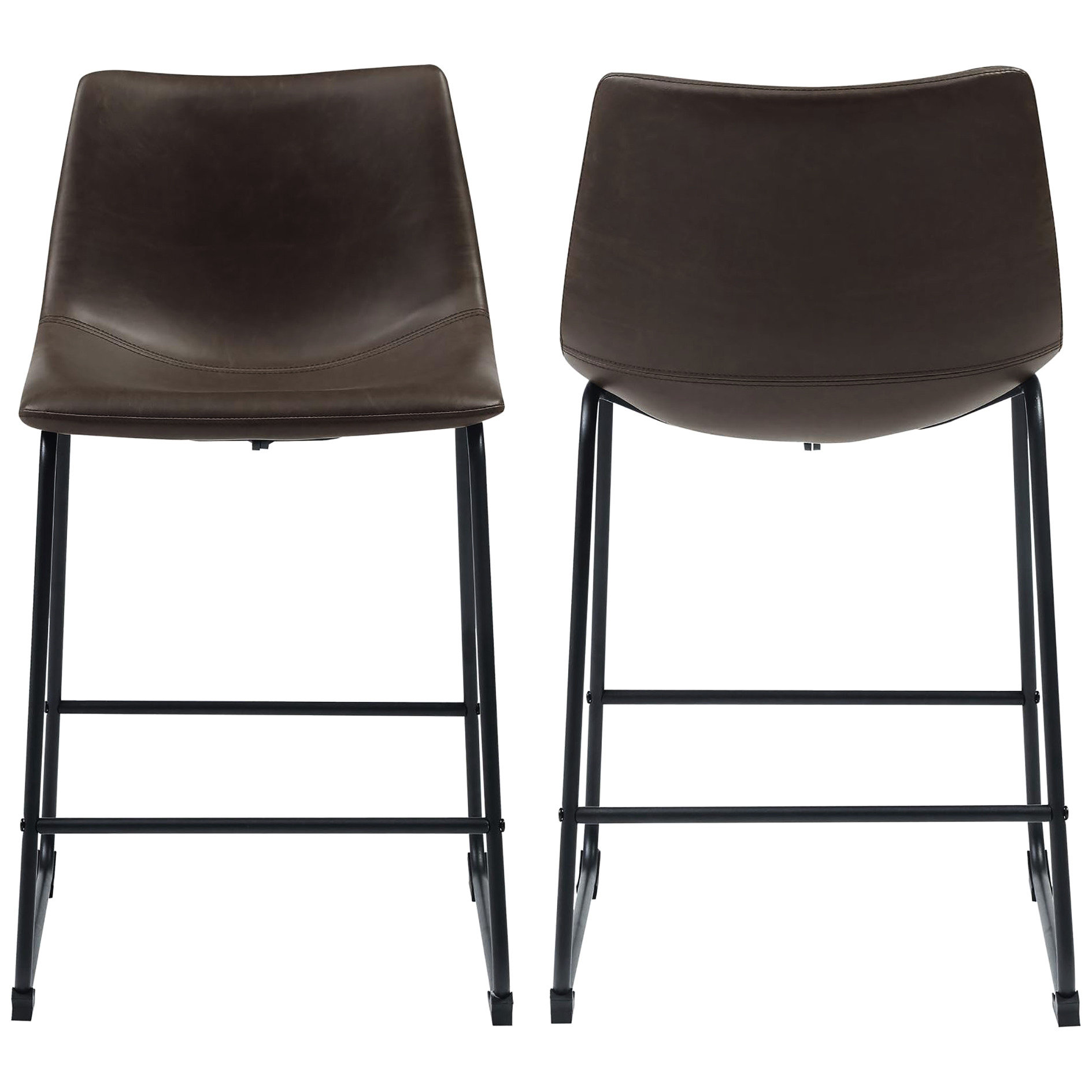 Hokku Designs Garney 2 Counter Height Dining Stools In Brown - Black ...