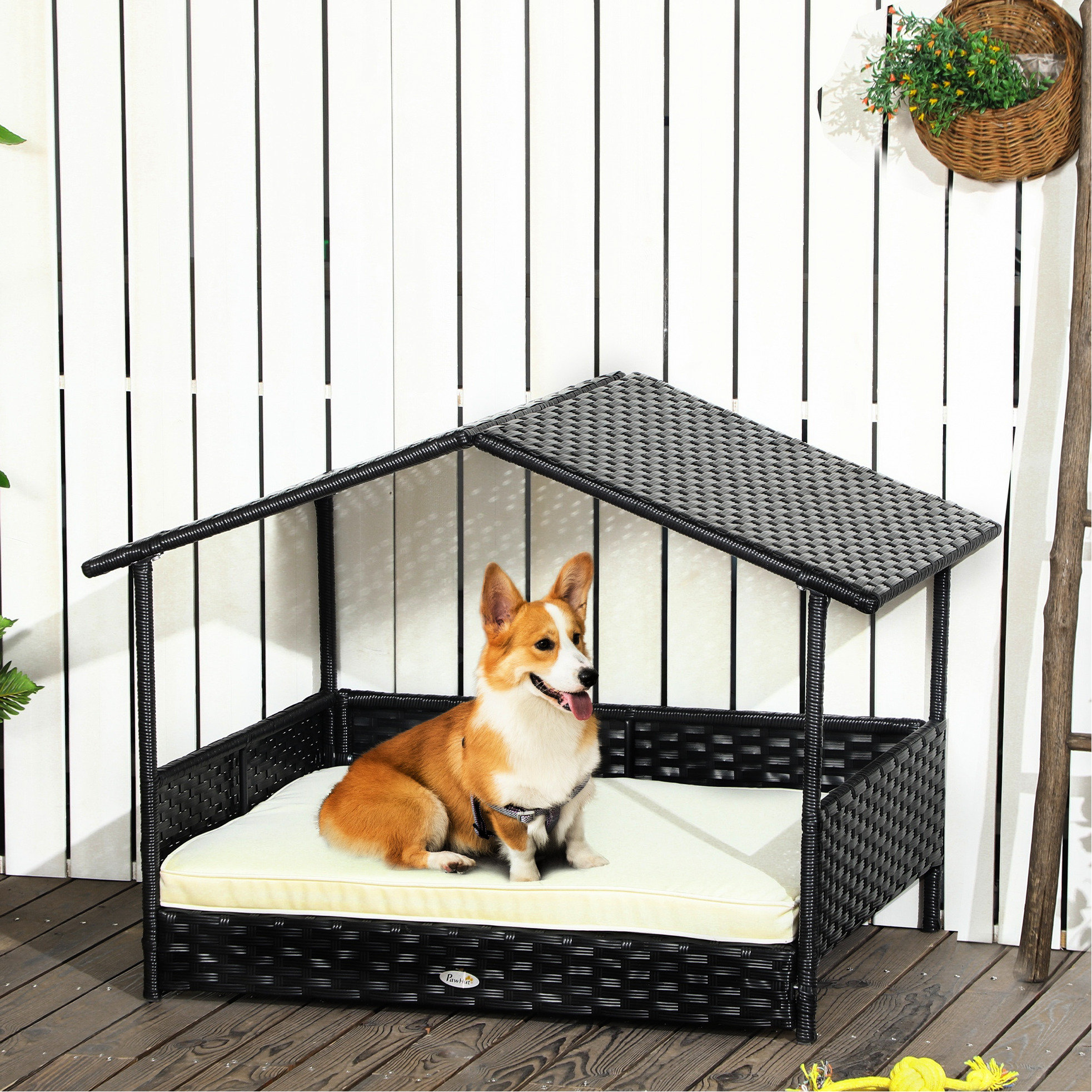 Kivaritio Outdoor Dog Shelter With Canopy - Cream White Pet Bed For ...