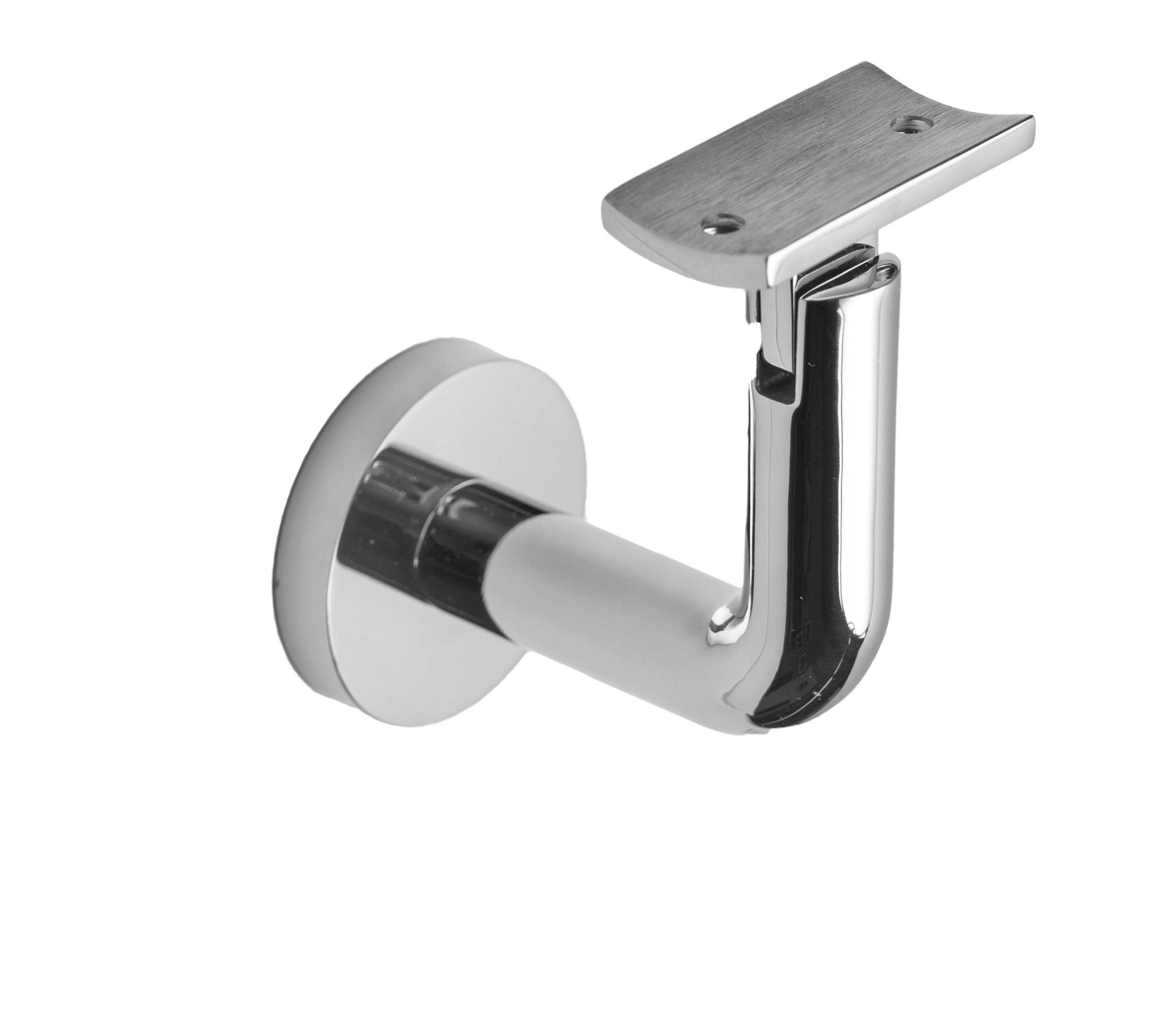 Linnea Glass Mount Handrail Bracket with Round Rose and Curved Plate ...