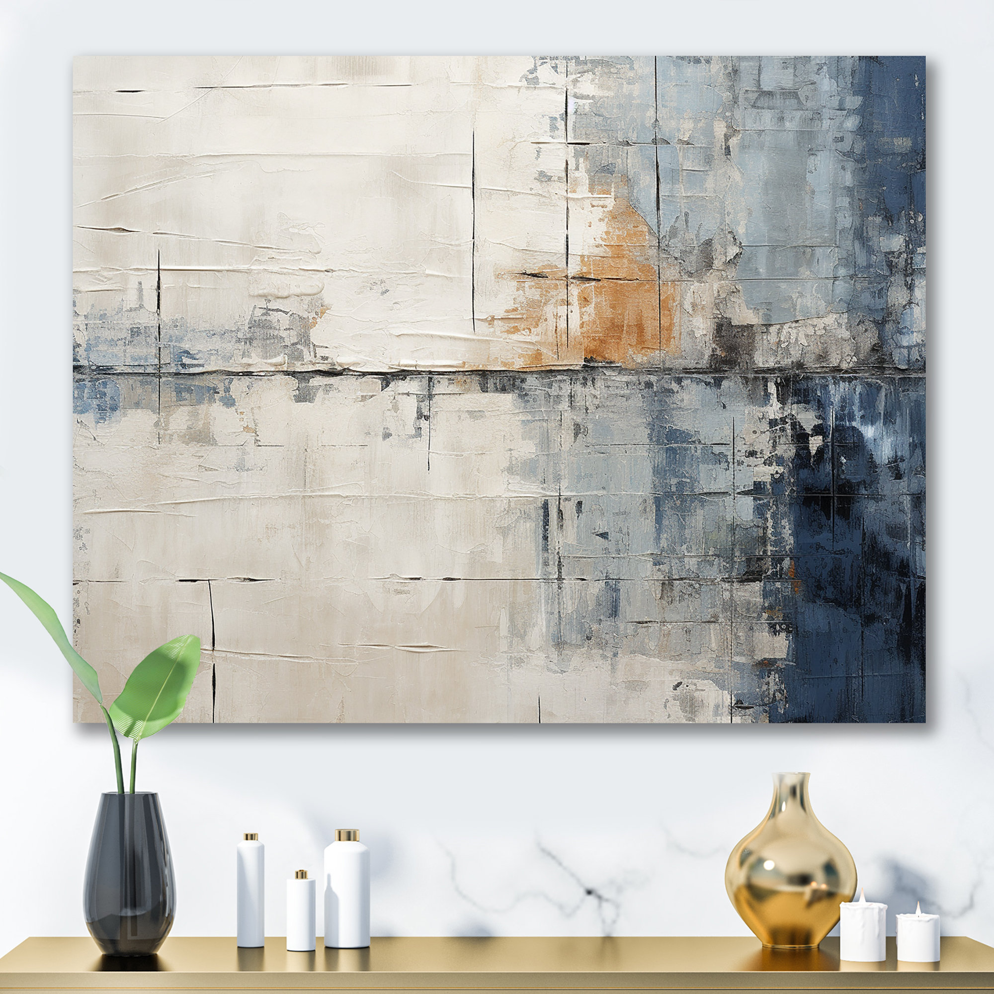 Wrought Studio™ Abstract Blue Beige Road Collage II - Abstract Collages ...