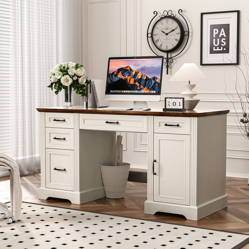 Lark Manor™ Lark Manor 58" Executive Desk, Home Office Desk with ...