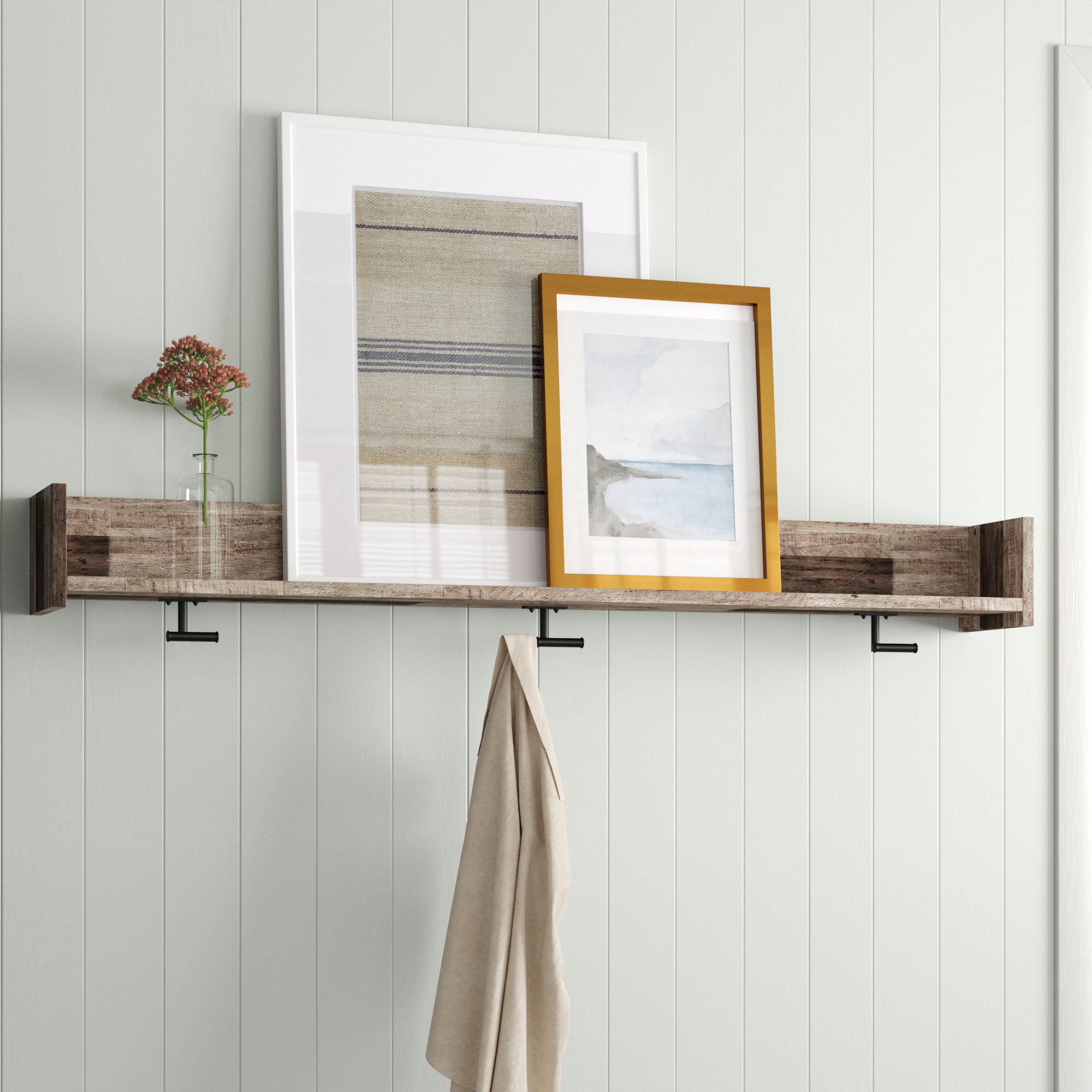 Sand & Stable™ Manuel Wall Mounted Coat Rack With Shelf & Reviews | Wayfair