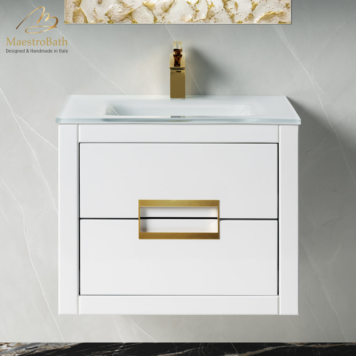 Maestro Bath Danya 24 Inch Modern Bathroom Vanity, Integrated Glass Top ...