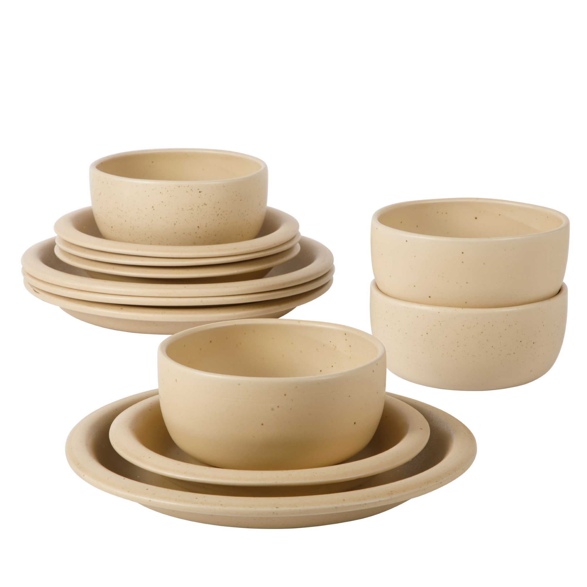 Bloomhouse Corsica Clay 12 Piece Stoneware Reactive Glaze Dinnerware ...