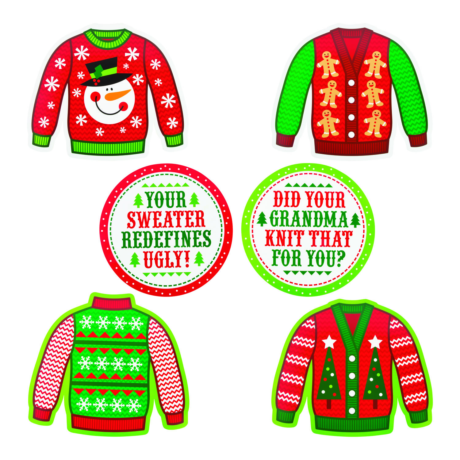 The Holiday Aisle® Arghir 6 Piece Ugly Sweater Sign Set | Wayfair