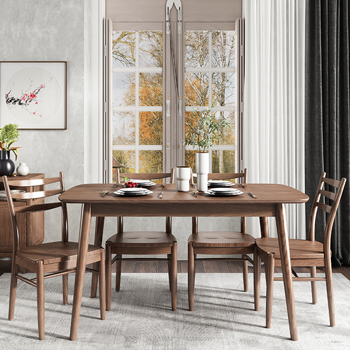 Jihagao Simple Rectangular Solid Wood Dining Table Sets | Wayfair