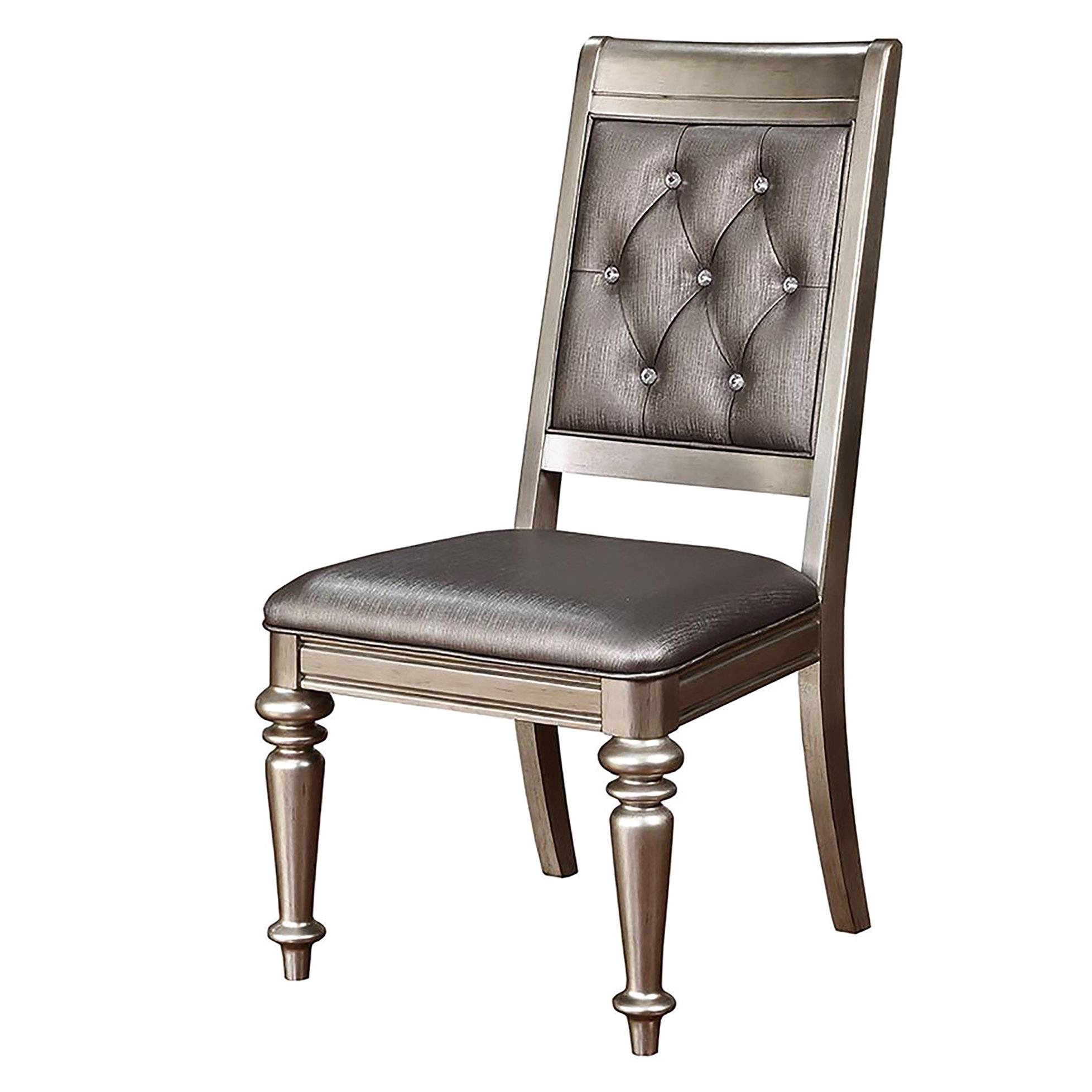 Canora Grey 2 Regal Side Dining Chairs - Button , Metallic Platinum ...