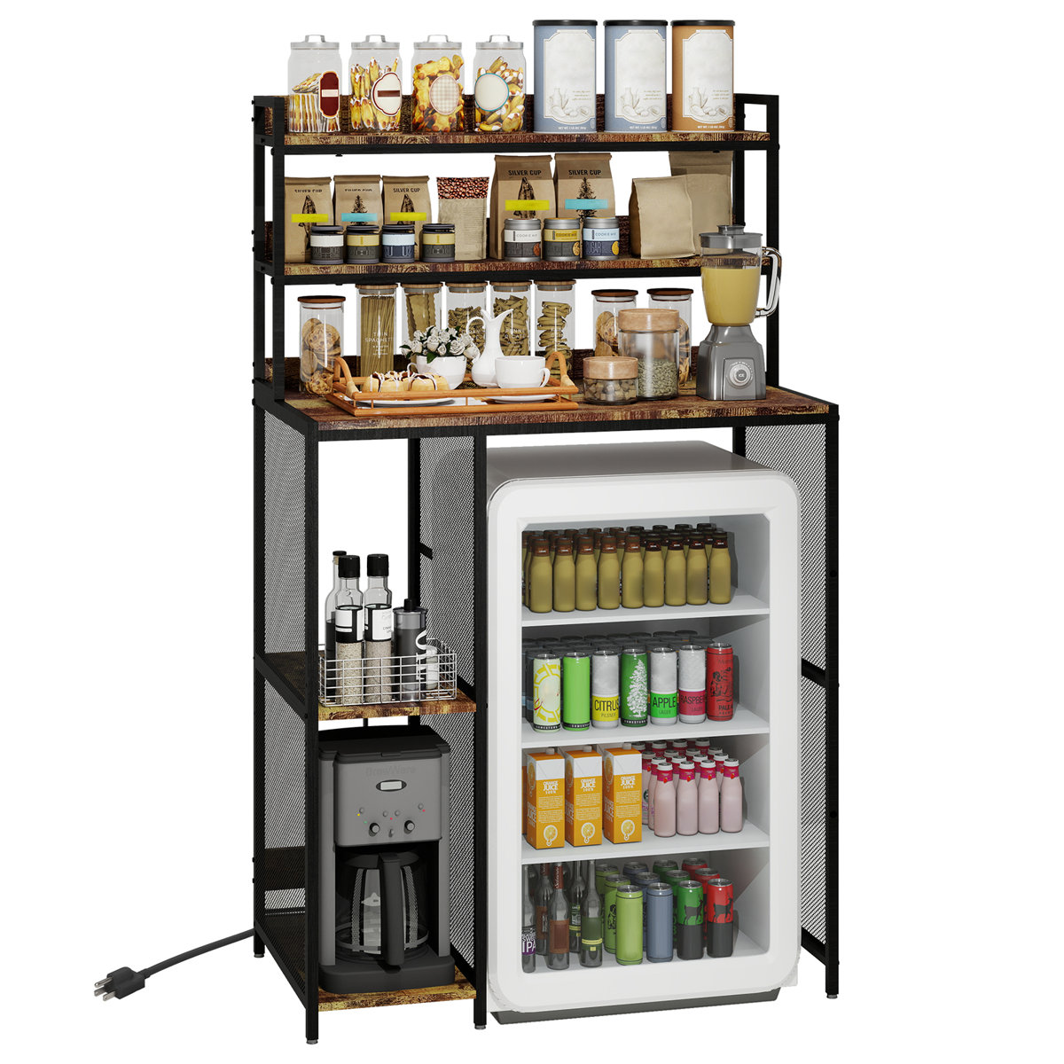 17 Stories Mini Fridge Stand With Storage Shelves, Space Saving Mini ...