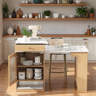 RADIANT DECOR Kitchen Island With Extendable Dining Table, Double-sided ...