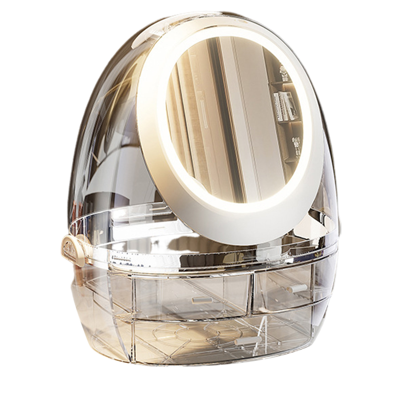 Rebrilliant Cosmetic Storage Box with 360 Degree Rotation Mirror ...