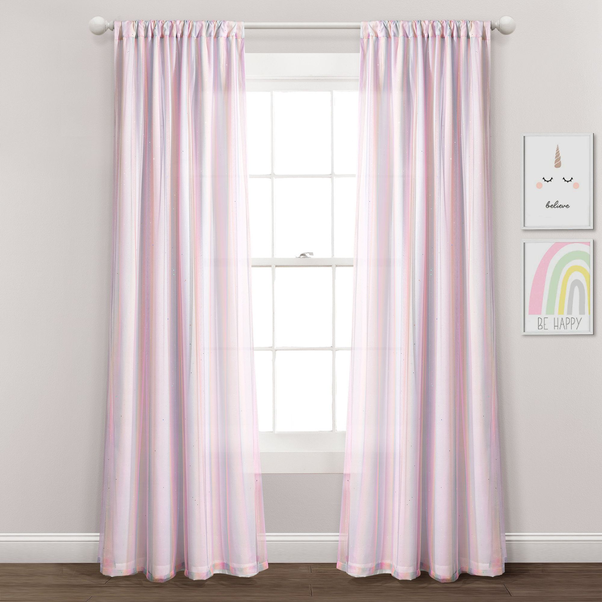 Lush Decor Lush Décor Rainbow Sheer Rod Pocket With Lining Window ...