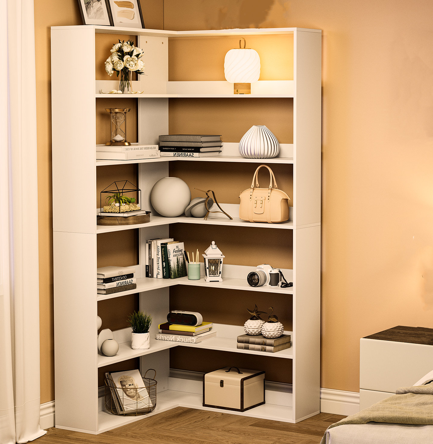 Latitude Run® L-shaped Board Wooden Bookshelf - Wayfair Canada