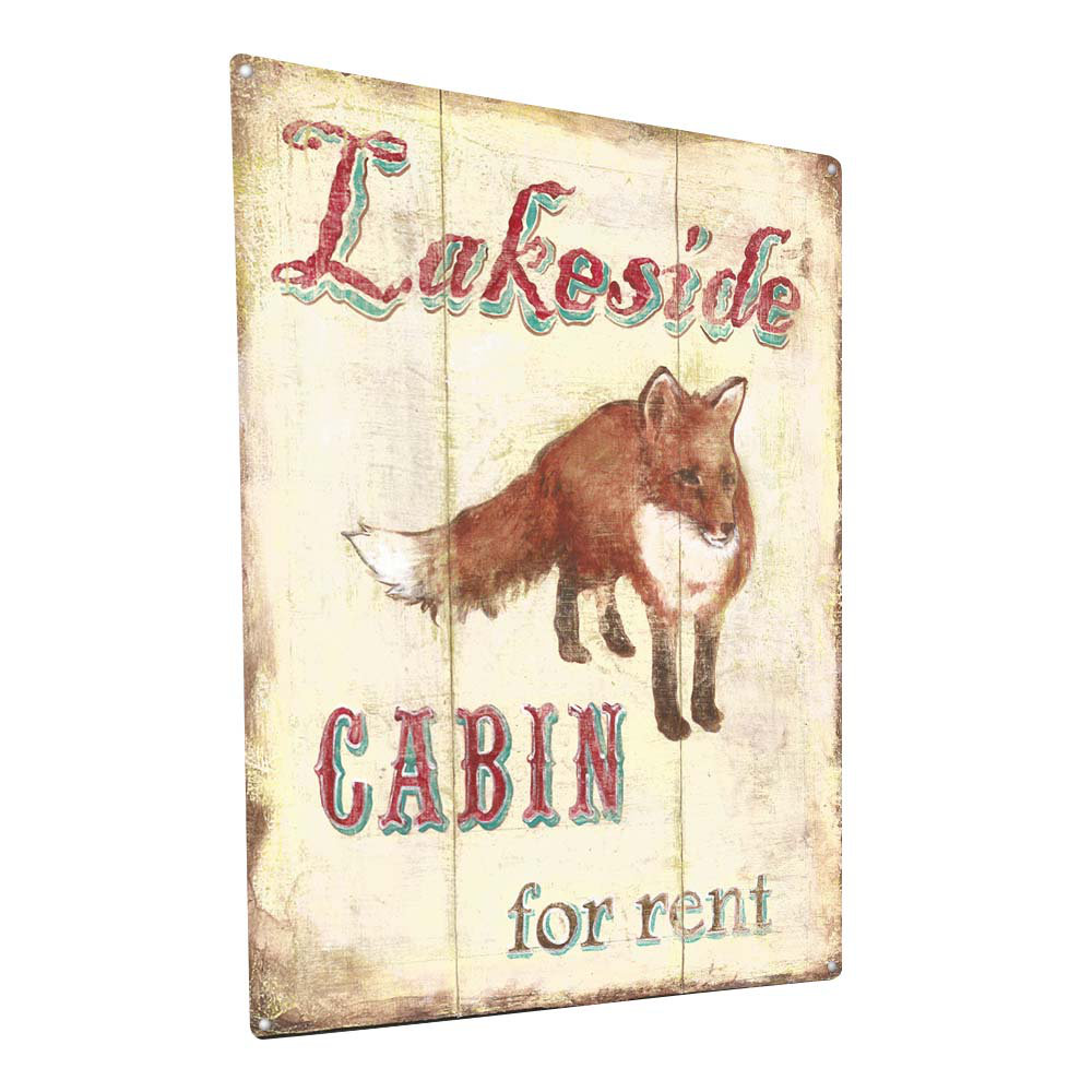 Trinx Lakeside Cabin For Rent Fox Metal Sign On Metal Print | Wayfair