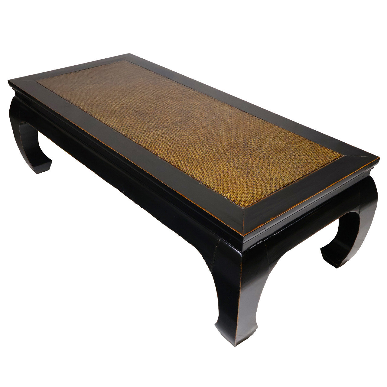 Hokku Designs Oriental Chow Leg Coffee Table with Rattan Top and Hand ...