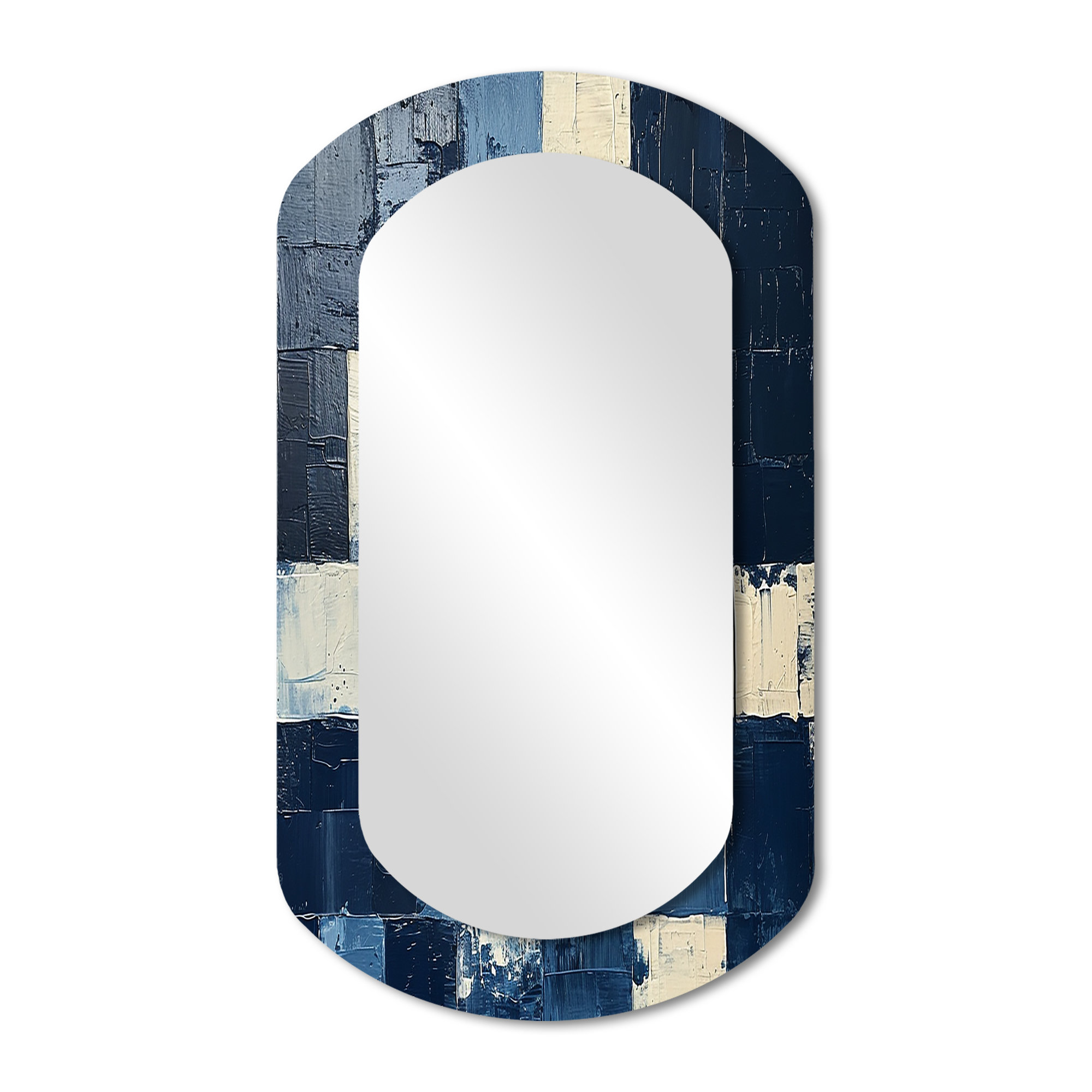 Ivy Bronx Cubist Square Royal Blue And White - Abstract Metal Art Decor ...