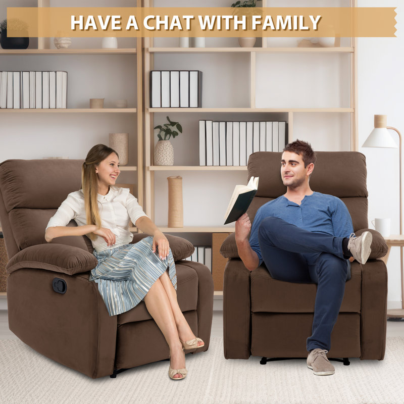 Ebern Designs Basic Recliner Chair Dutch Velvet with Footrest,Manual ...