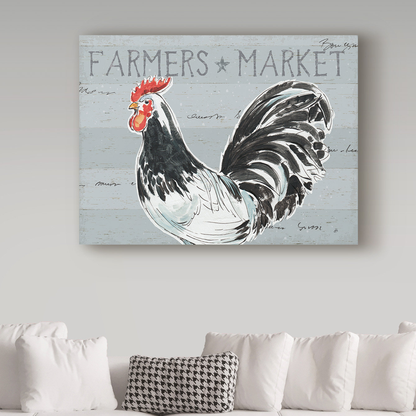 Gracie Oaks 'Roosters Call Illustration' - Wrapped Canvas Painting ...