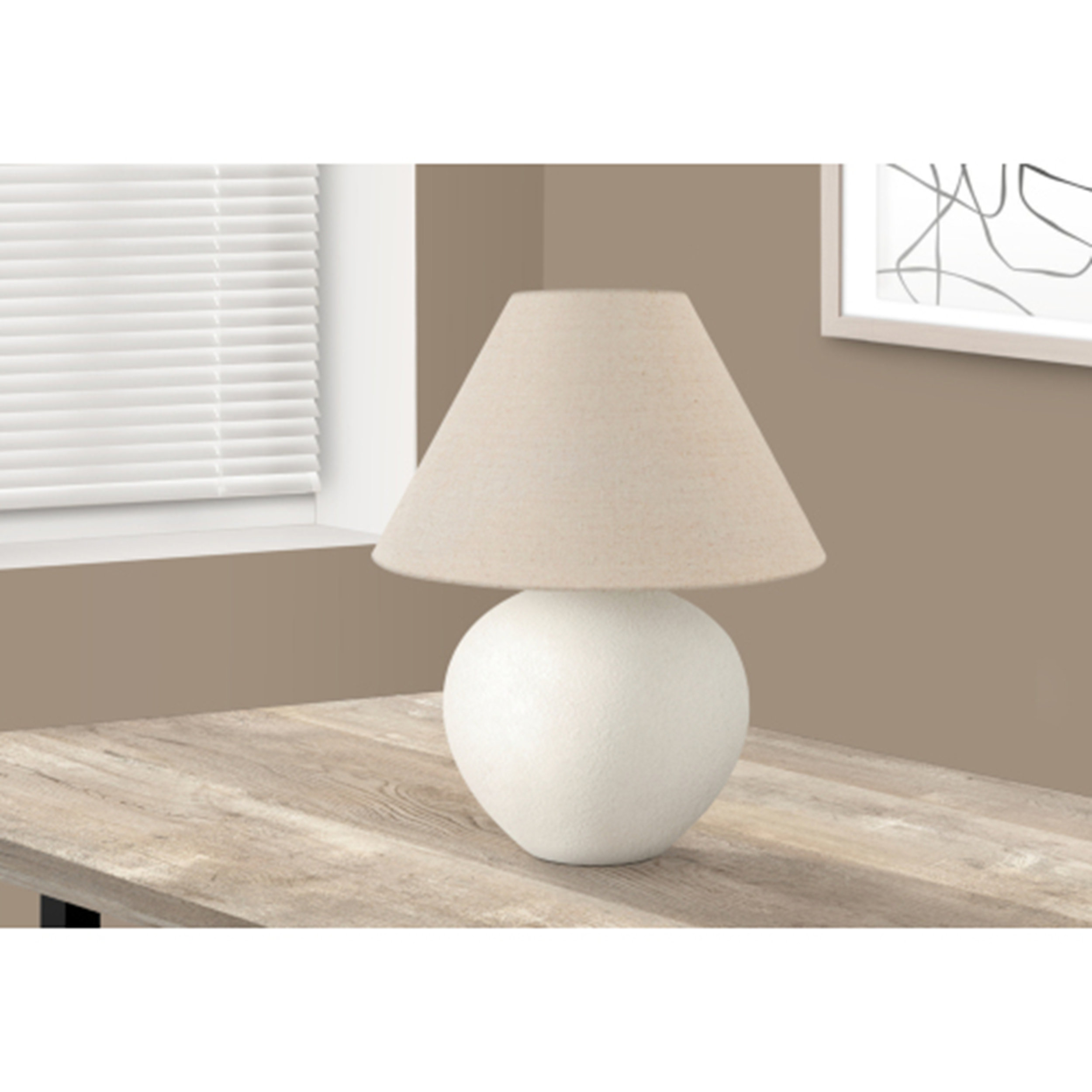Latitude Run® 16" Contemporary Cream Ceramic Table Lamp with Cream ...