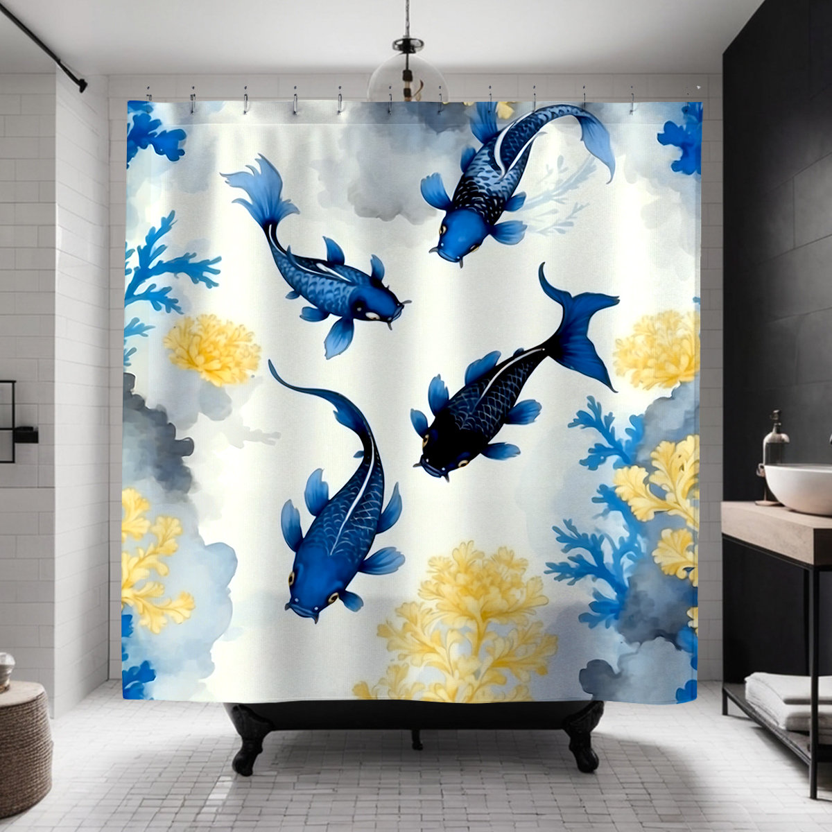ULLI HOME Fala Koi Fish Shower Curtain - Wayfair Canada