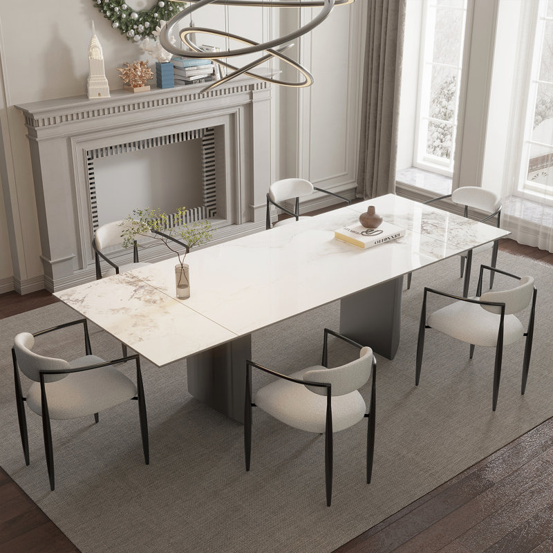 Everly Quinn Santrez 7 - Piece 94.48" Extendable Sintered Stone Dining ...