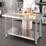 FORCLOVER Modern Stainless Steel Food Preparation Kitchen Table, Silver ...
