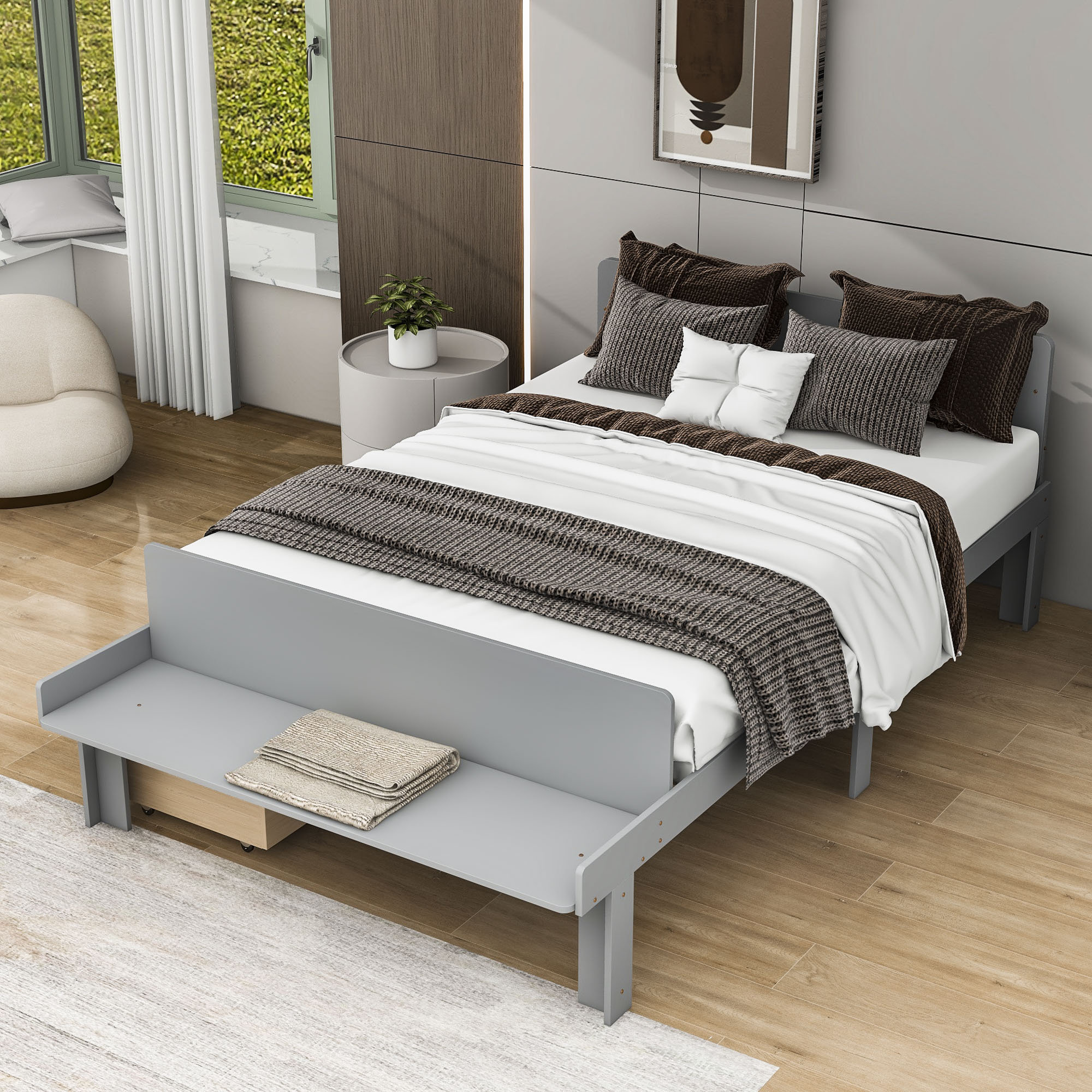 Latitude Run® Lateshia Full 2 Drawers Platform Bed with Footboard Bench ...