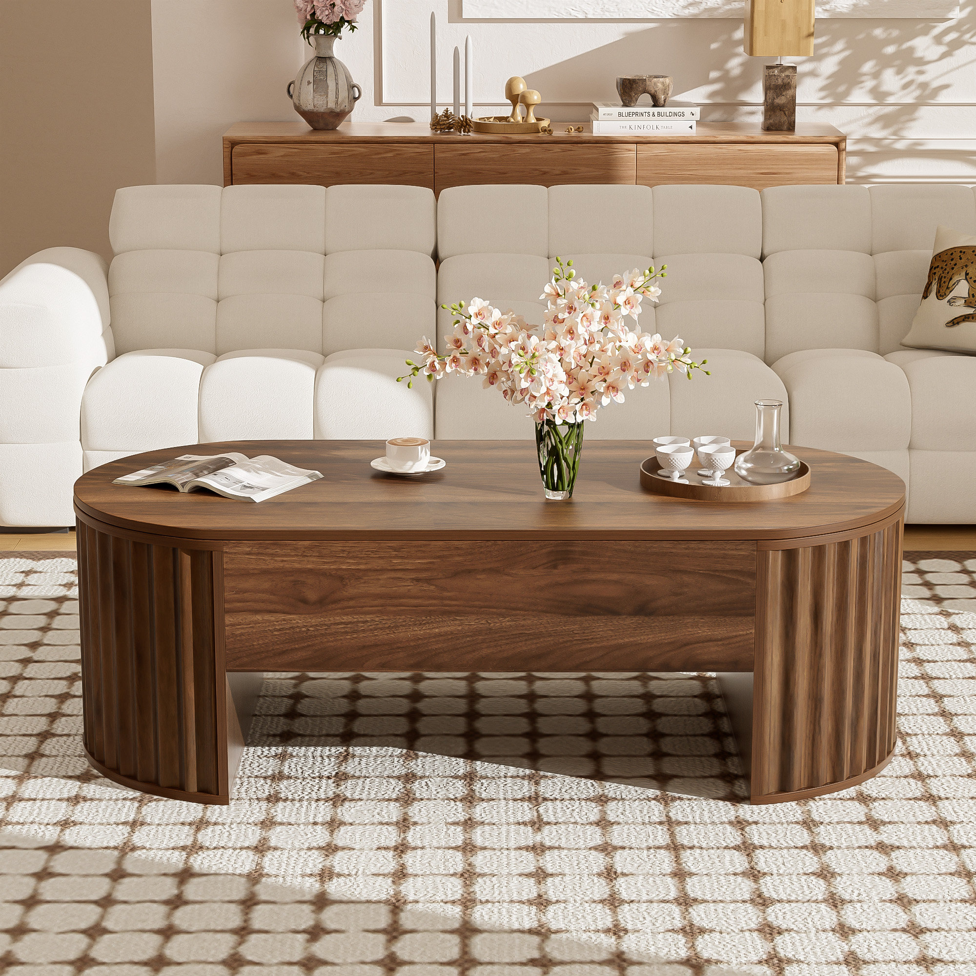 Latitude Run® Lift-Top Coffee Table With Hidden Compartments, Modern ...