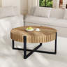Latitude Run® Round Coffee Table, Handcraft Drum Coffee Table with Gear ...