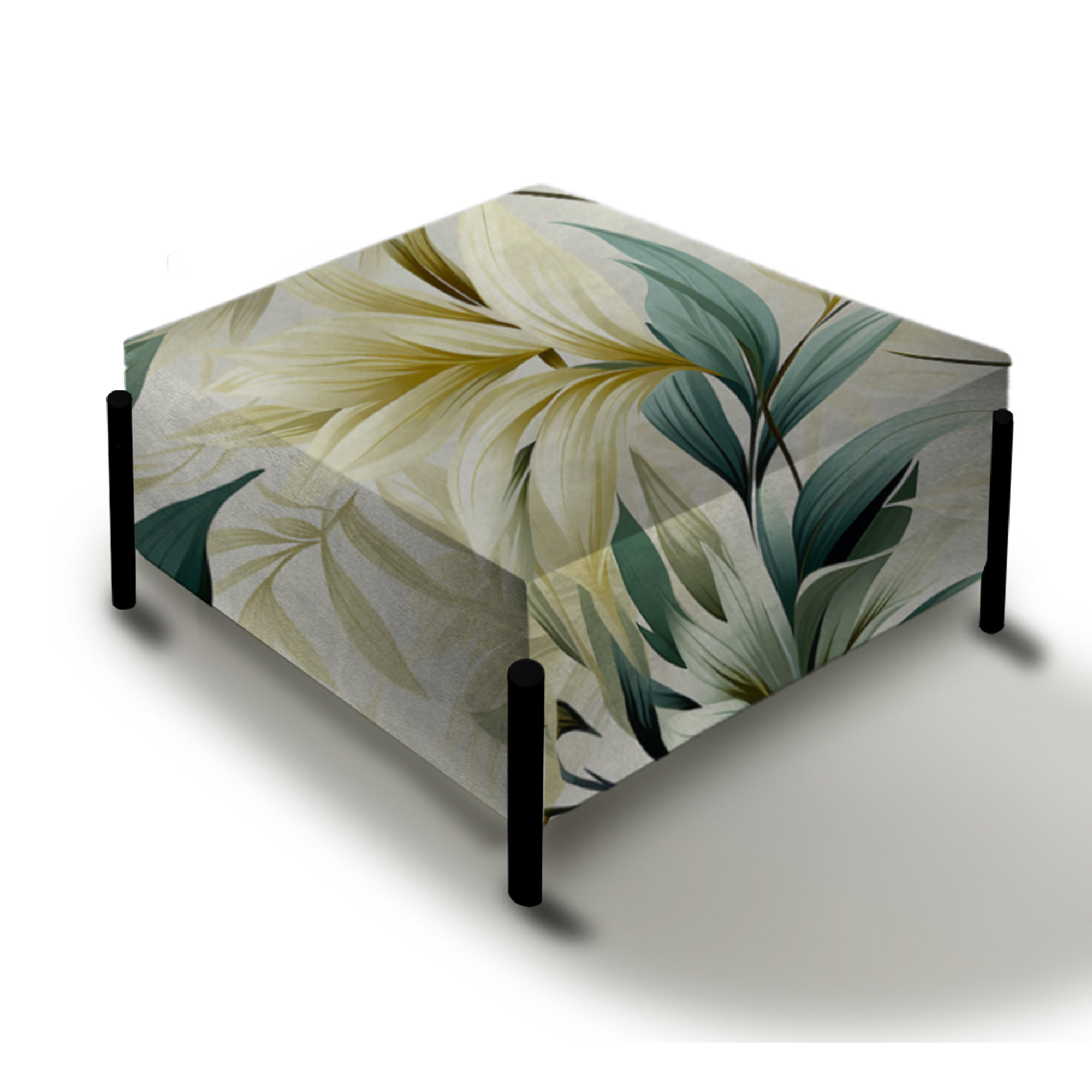 Design Art Serene Ferns - Plants Large Square Ottoman | Wayfair