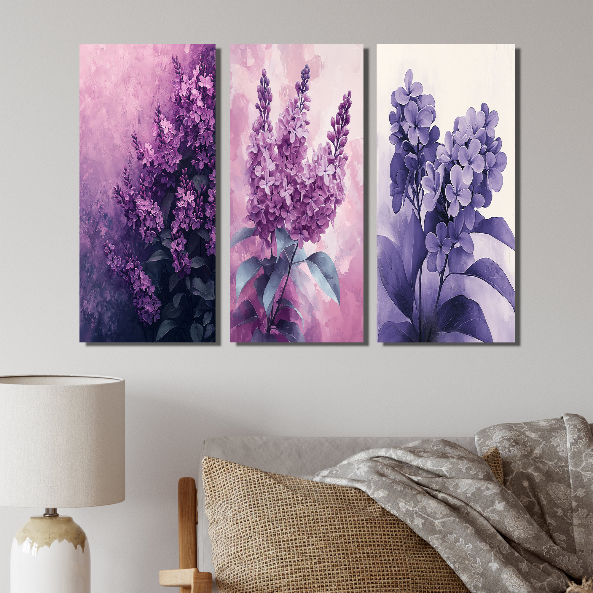 Lark Manor™ Lilac Shadows In Monochrome Minimalism I - Lilacs Wall ...