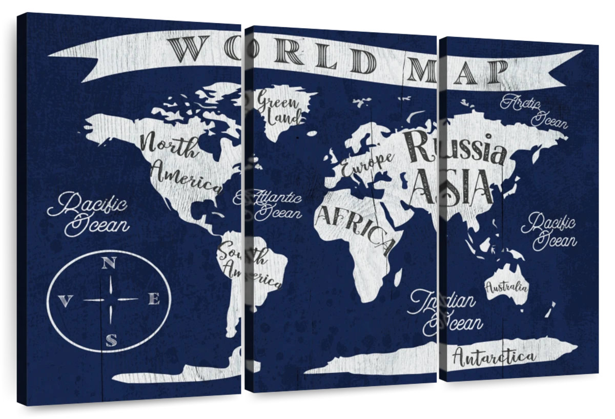 Elephant Stock Nautical Navy World Map | Wayfair