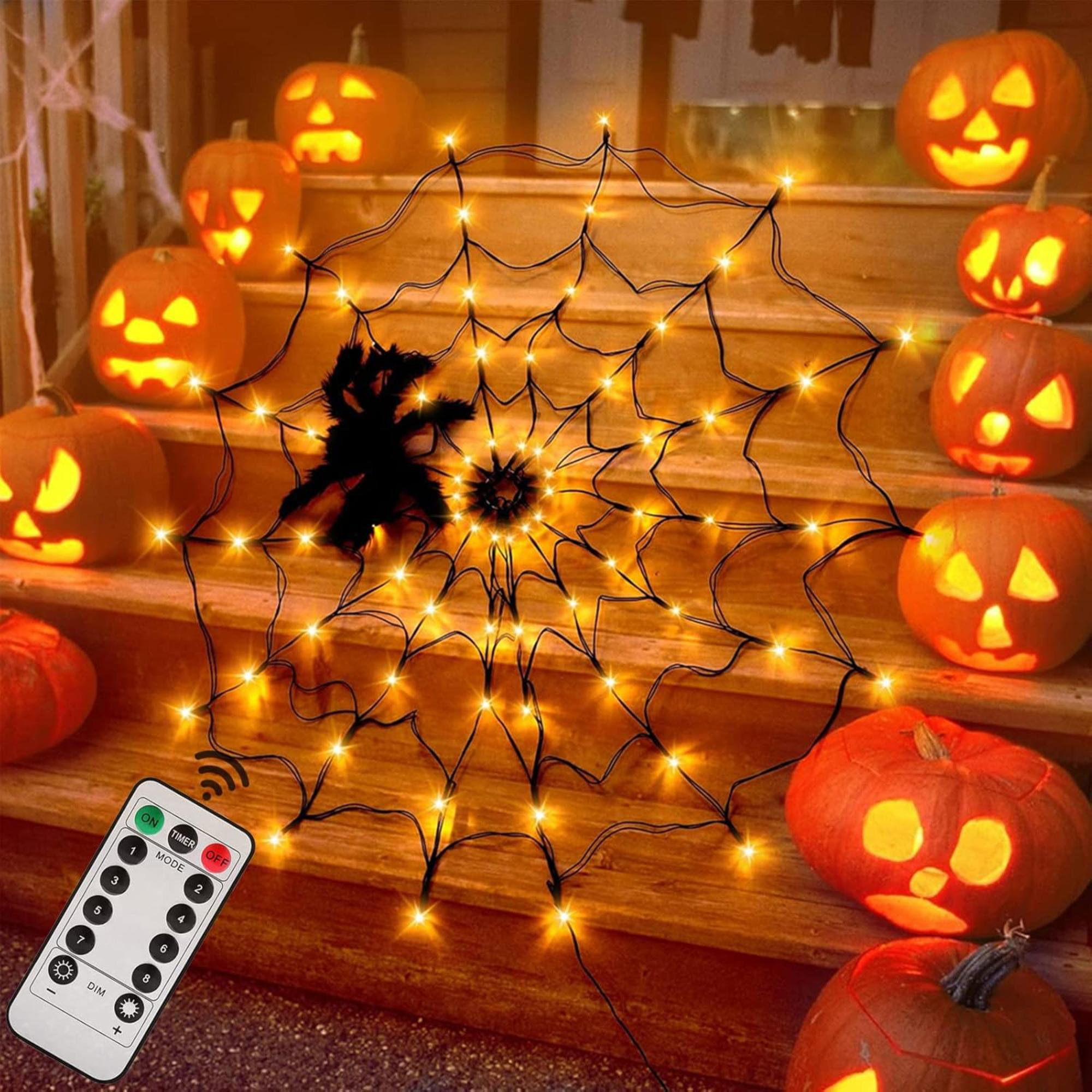 The Holiday Aisle® Halloween Decorations Spider Web Lights - 4FT ...