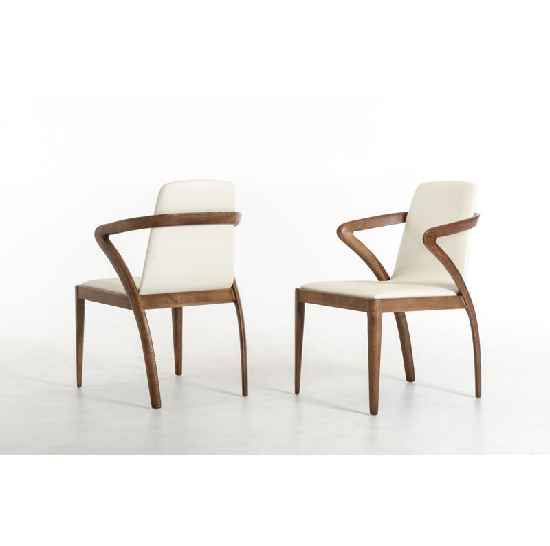 AllModern Downham Solid Wood Upholstered Arm Chair in Cream & Reviews ...