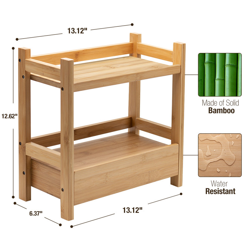 Sorbus 2-Tier Bamboo Kitchen Organizer with Drawer & Reviews | Wayfair