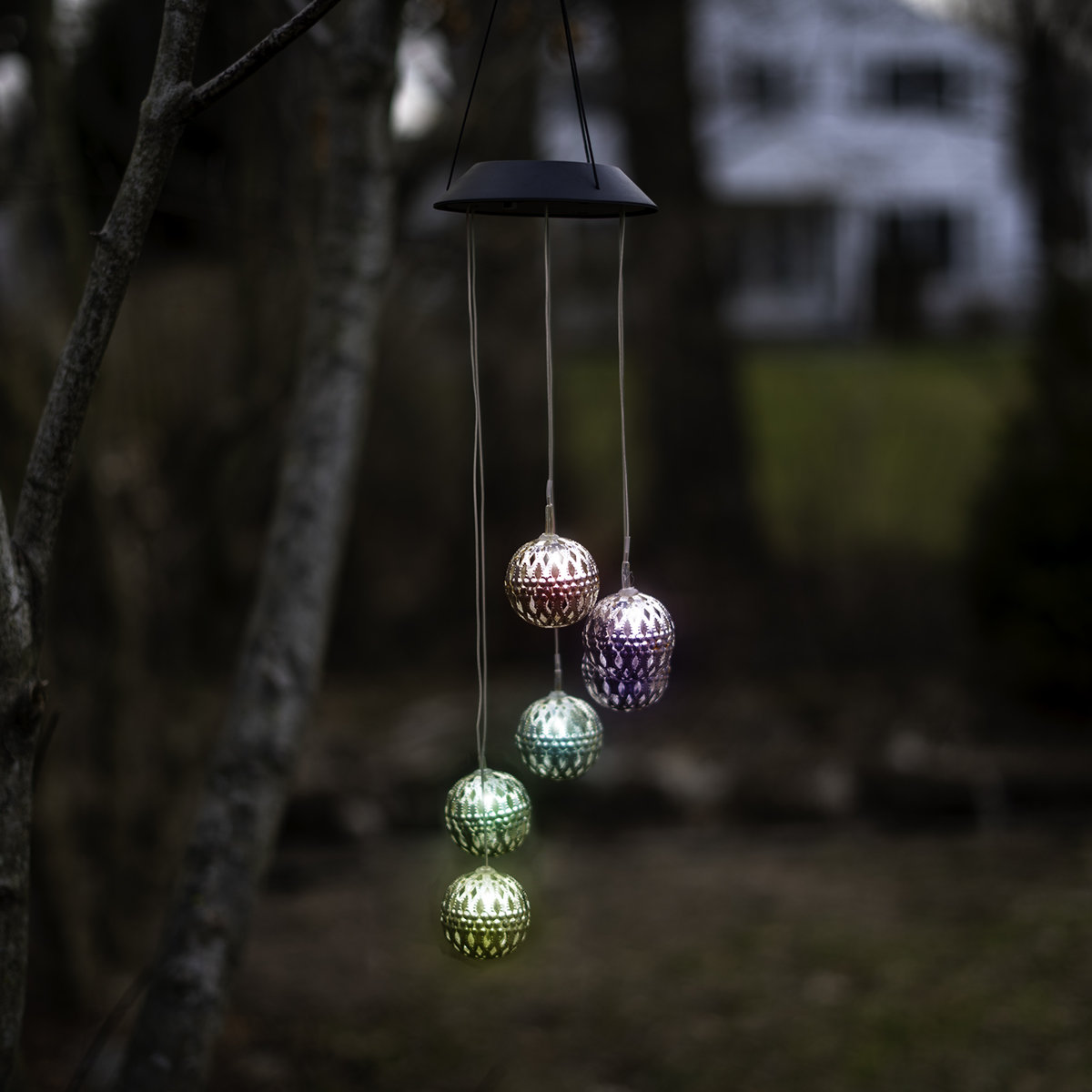 Touch of ECO Solar Powered LED Globes Color Changing Mobile Wind Chime ...