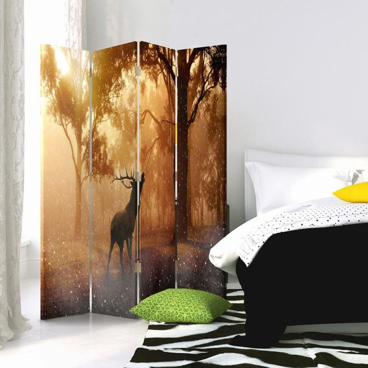 17 Stories Fletching 145cm W x 150cm H 4 - Panel Solid Wood Folding ...