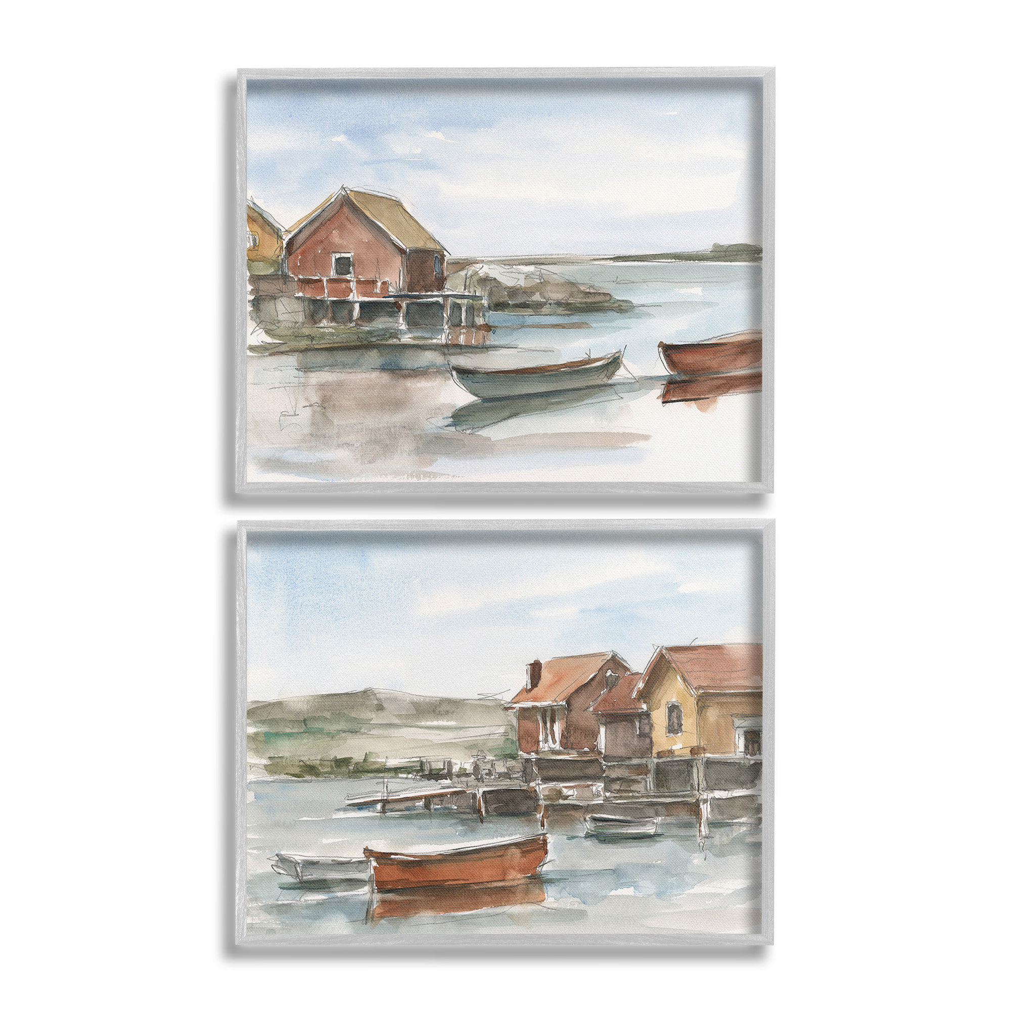 Longshore Tides " Coastal Shack Landscape " by Ethan Harper 2 - Pieces ...