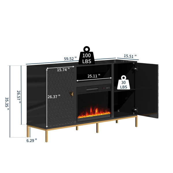Mercer41 Saheli 59.52" Media Console TV Stand with 23" Electric ...