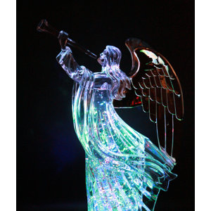The Holiday Aisle® Electric-Led Light Up 12'' Angel Trumpet Statue ...