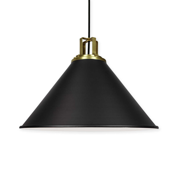 Longshore Tides Arlesa 1 - Light Brass/Black Cone Pendant | Wayfair