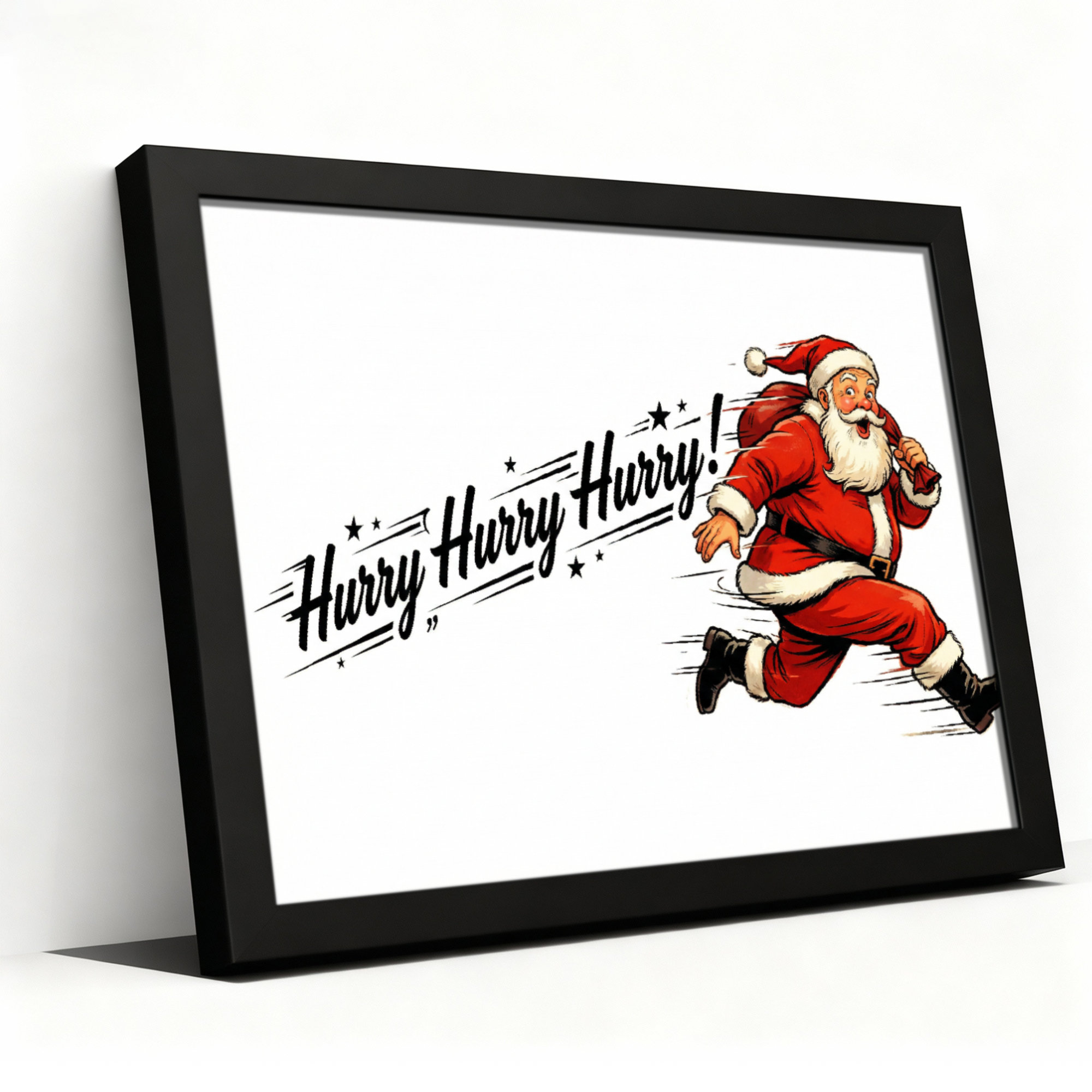 Mercer41 Santa Claus Running Hurry Hurry Hurry Canvas Wrapped Wall Art ...