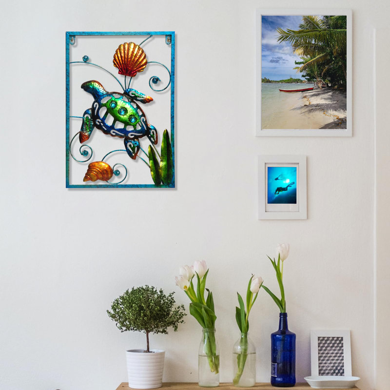 Breakwater Bay Metal Turtle Wall Art Decor 3D Metal Wall Sculpture ...