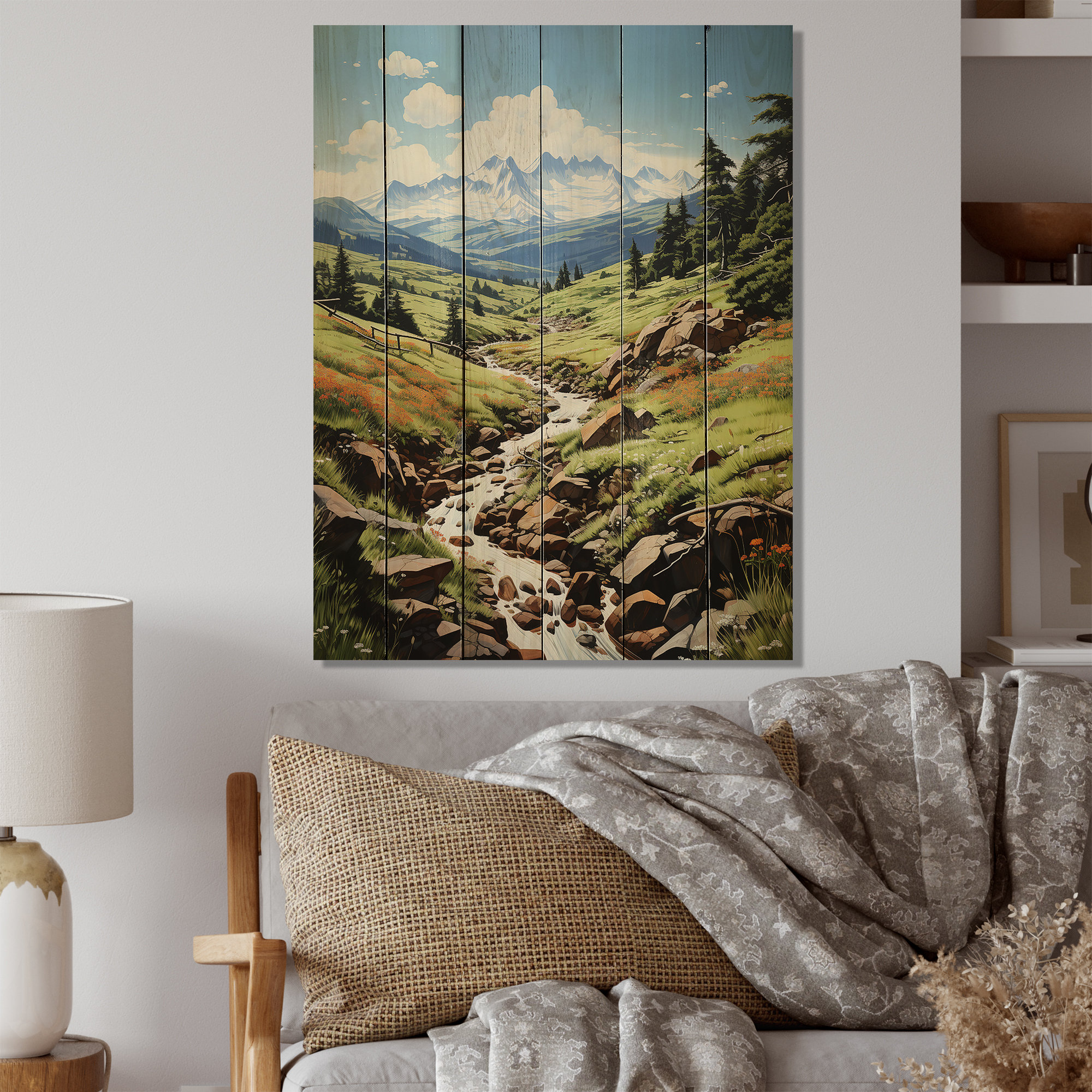 Red Barrel Studio® Green Mountains Summer Peaks Pastoral II On Wood ...