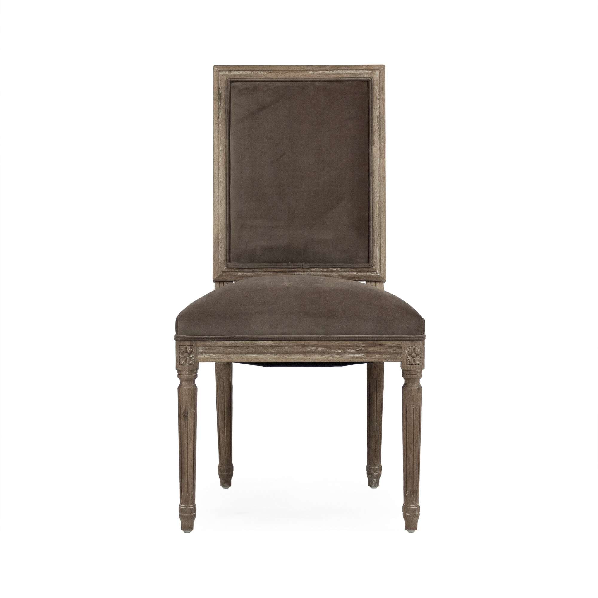 Zentique Louis Side Chair - Limed Gray Brown Velvet | Perigold