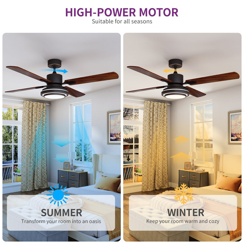 Ebern Designs 52”Modern Ceiling Fan With Light And Remote Control ...