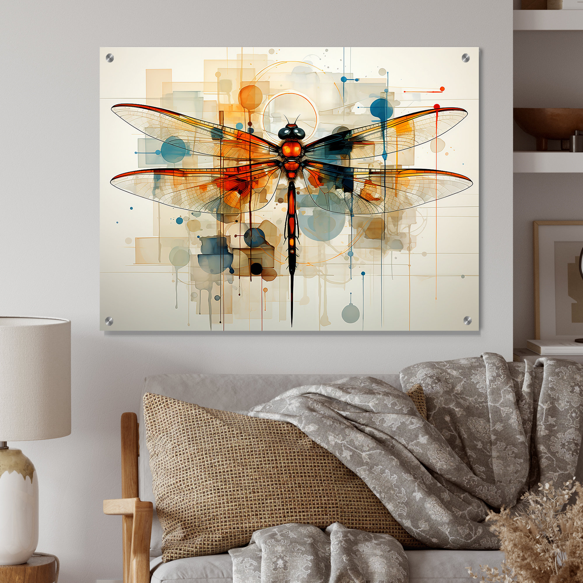 Design Art Teak Dragonfly Ethereal Flight Geometric - Dragonfly Acrylic ...