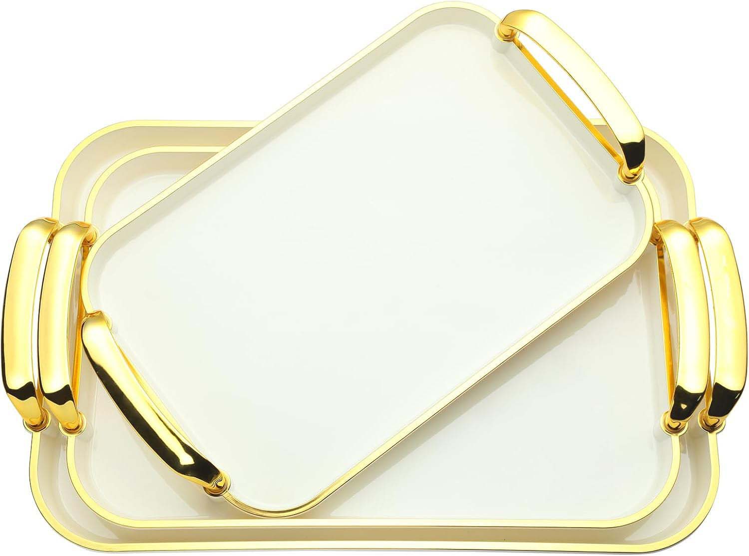 WINUAL 3 Pack Serving Tray With Handles, Stackable Reusable Trays For ...