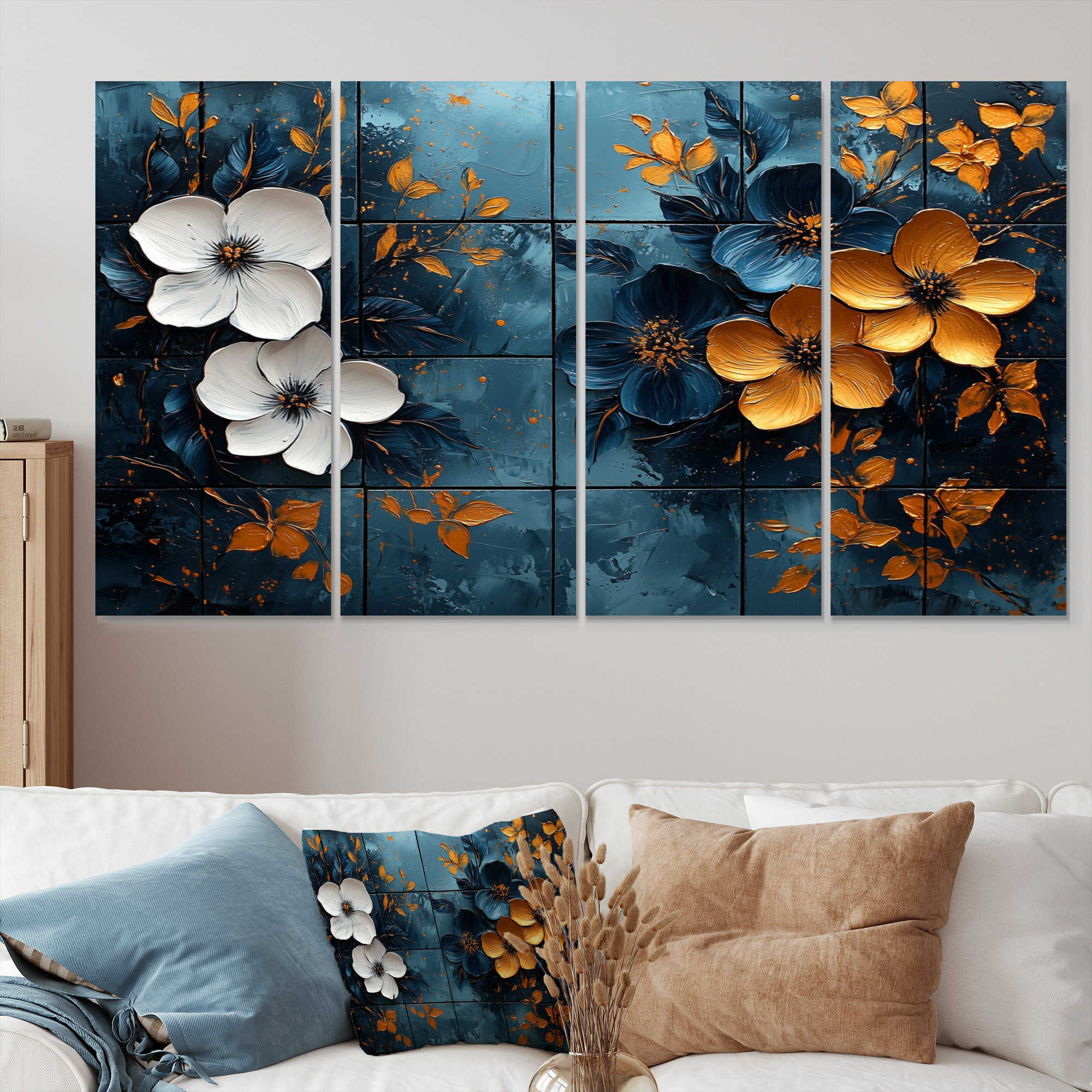 House of Hampton® Blue Polynesian Paradise Poppies Tiles I - Boho Tiles ...