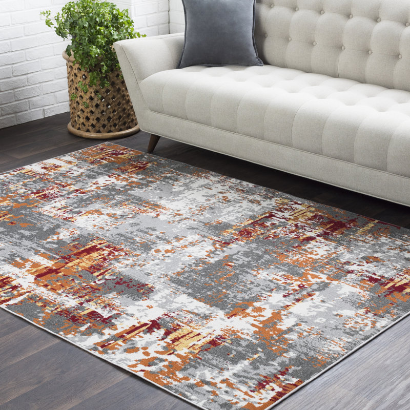 17 Stories Kamalu Abstract Burnt Orange/Dark Red Area Rug & Reviews ...